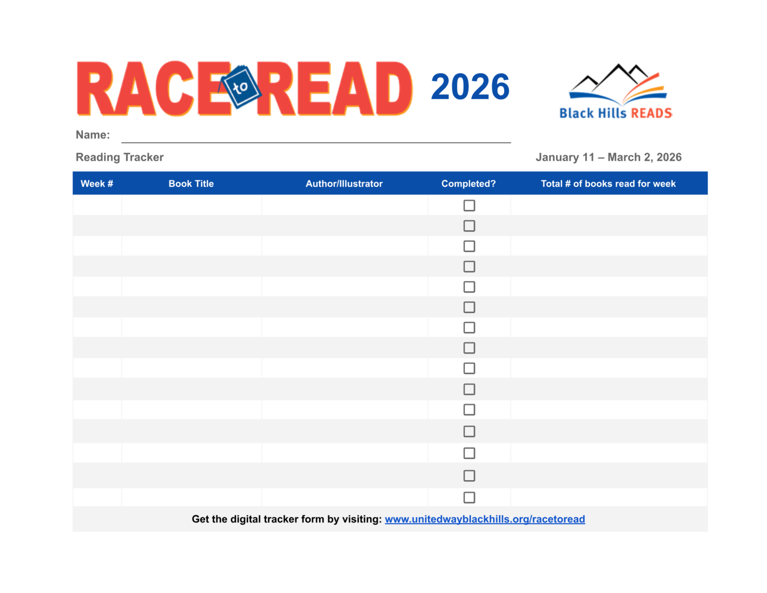 Race to Read - United Way of The Black Hills